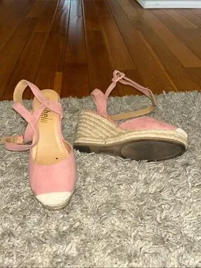 Sorel | Shoes | Sorel Pink Suede Espadrille Wedge Sandals With Ankle ...